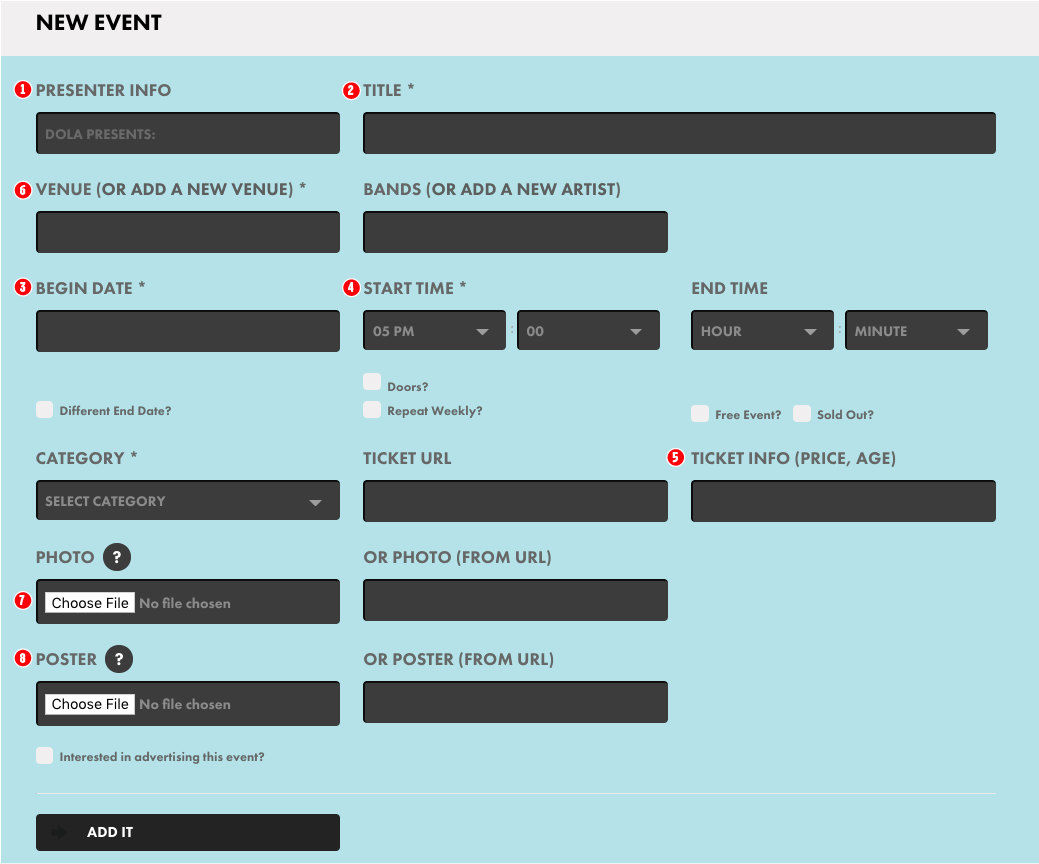 Adding and Updating Events