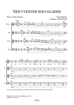 Ned i vester soli glader - SATB | Notebutikken