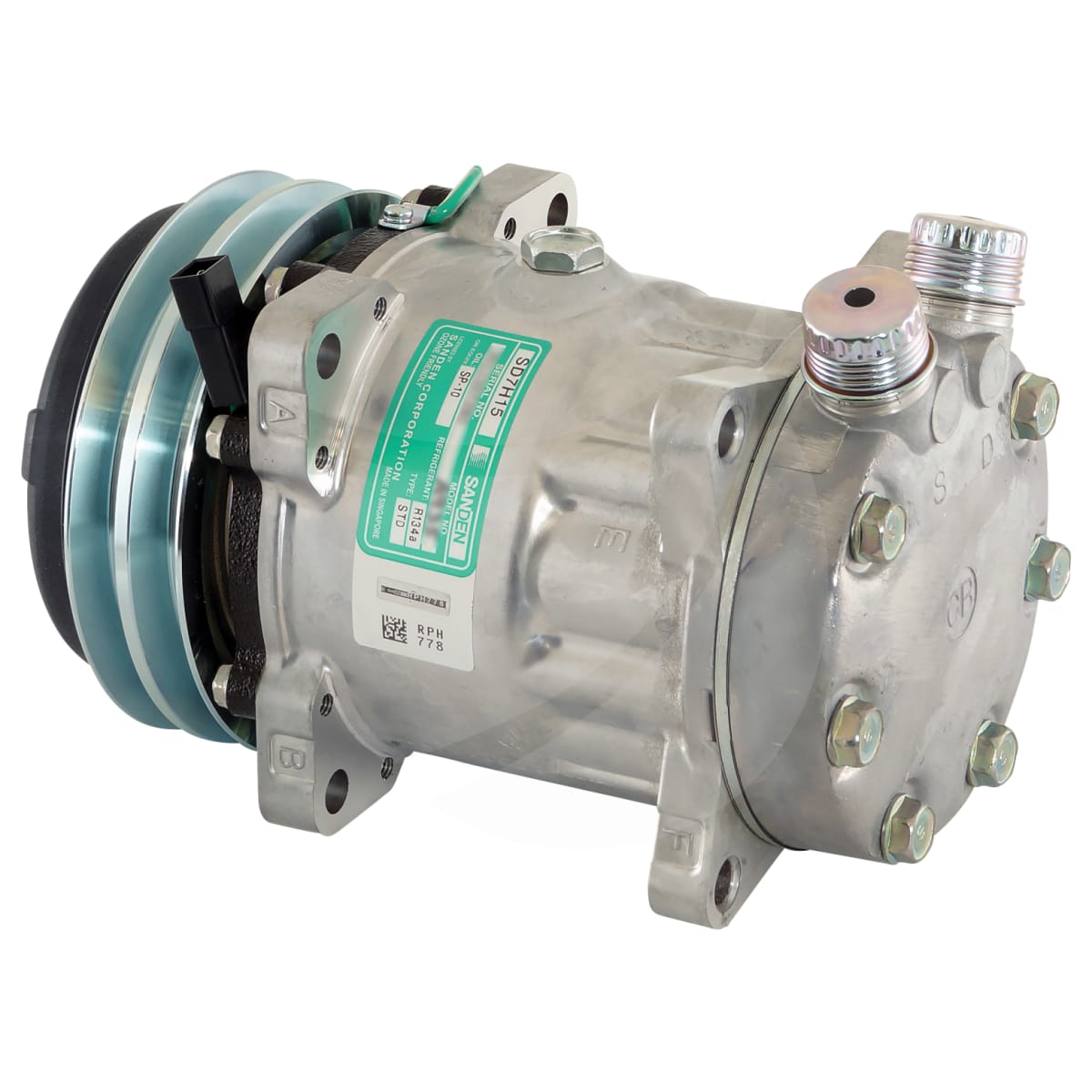 COMPRESSOR, SANDEN, SD7H15 A935, 24V, 2A, 132MM, VERT TUBE-O, R134A