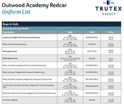 Uniform - Outwood Academy Redcar