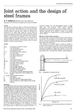 Joint Actions and the Design of Steel Frames - The Institution of ...
