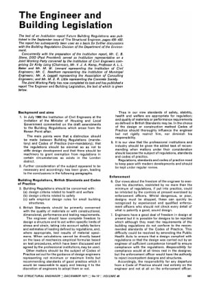 The Engineer and Building Legislation - The Institution of Structural ...