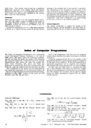 Index of Computer Programmes - The Institution of Structural Engineers