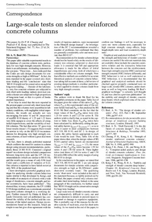Correspondence on Large-Scale Tests on Slender Reinforced Concrete ...