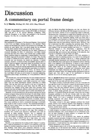 Discussion on A Commentary on Portal Frame Design by L.J. Morris - The ...