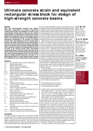 Ultimate concrete strain and equivalent rectangular stress block for ...