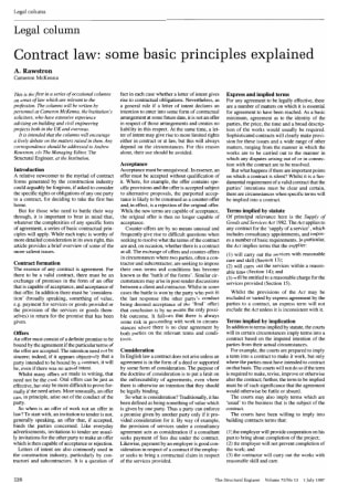 Legal Column. Contract Law: Some Basic Principles Explained - The ...