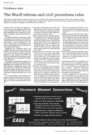 Guidance Note. The Woolf Reforms and Civil Procedures Rules - The ...