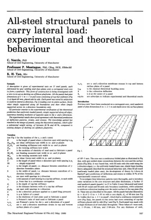 All Steel Structural Panels to Carry Lateral Load: Experimental and ...