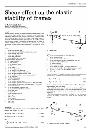 Shear Effect on the Elastic Stability of Frames - The Institution of ...