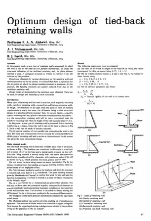 Optimum Design of Tied-Back Retaining Walls - The Institution of ...