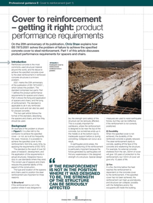 Cover to reinforcement – getting it right: product performance ...