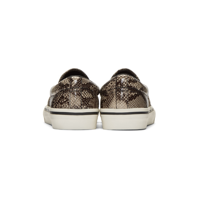 JUNYA WATANABE Beige Faux-Python Slip-On Sneakers in Neutrals | ModeSens